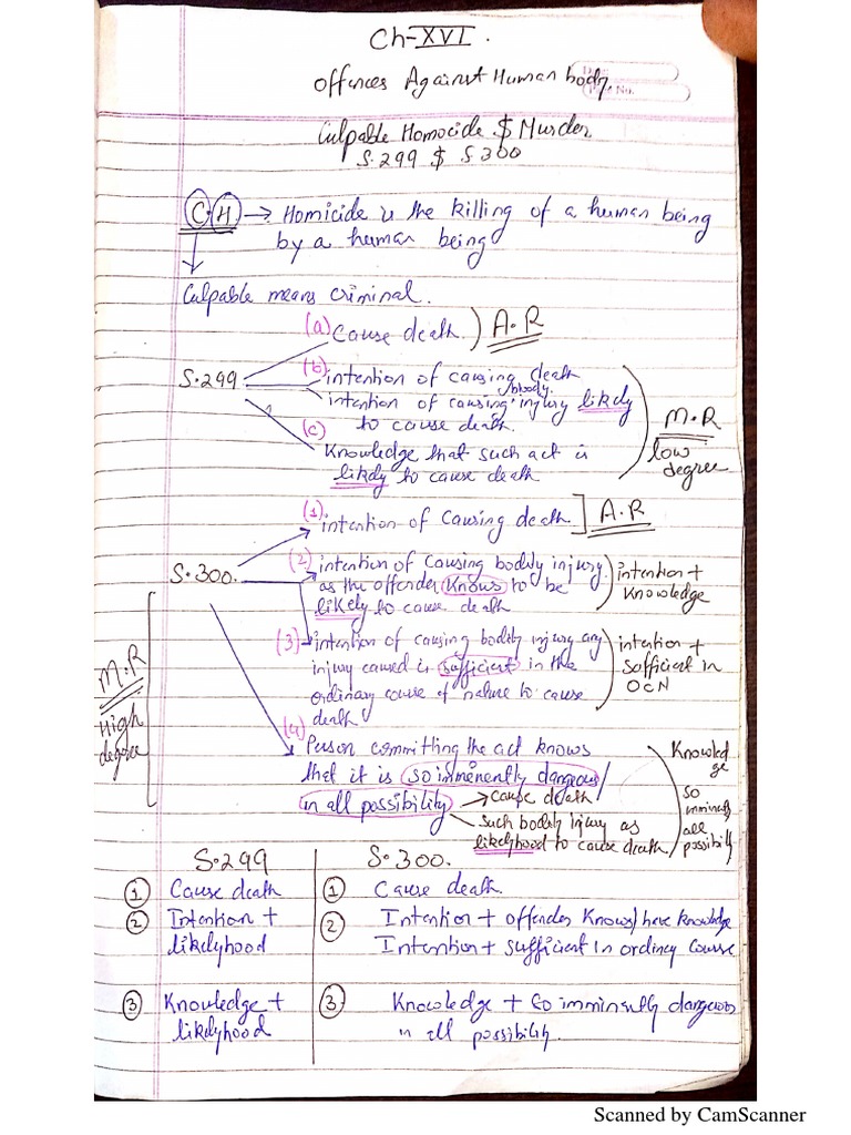 Culpable Homicide & Murder (Section 299 & 300 of IPC) | PDF