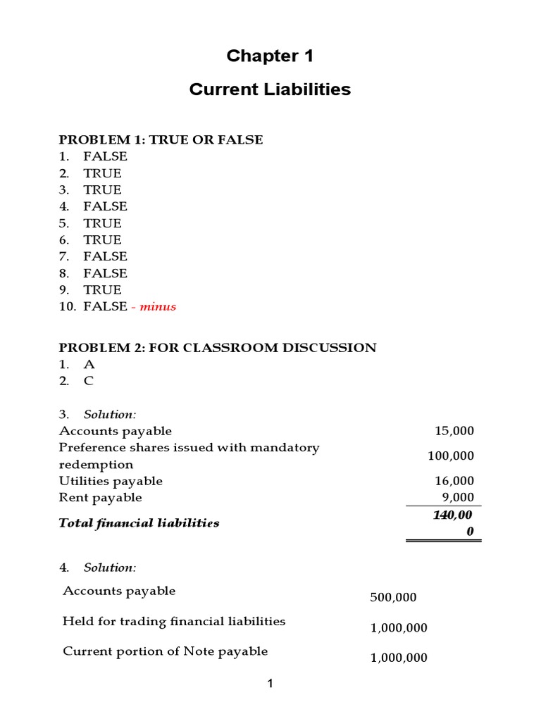 Sol. Man. - Chapter 1 Current Liabilities | PDF | Current Liability ...