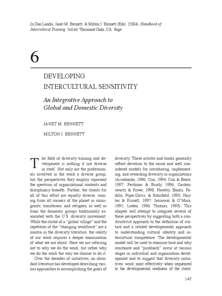 Developing Intercultural Sensitivity PDF | PDF
