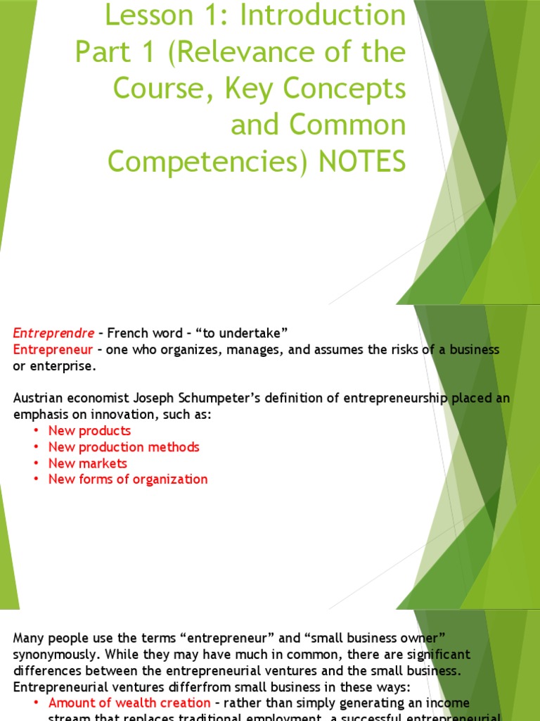 Lesson 1 Introduction Part 1 (Relevance of The Courses, Key Concepts ...