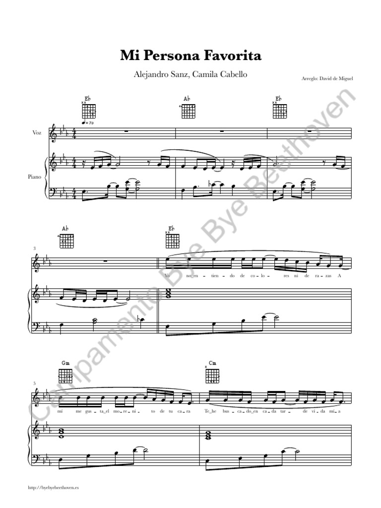 MI PERSONA FAVORITA Alejandro Sanz, Camila Cabello - Part PDF | PDF ...