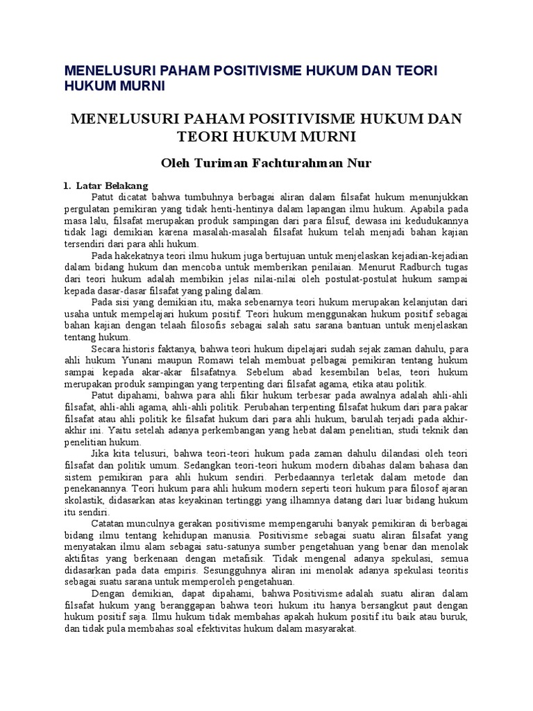 Positivisme Hukum dan Teori Murni | PDF