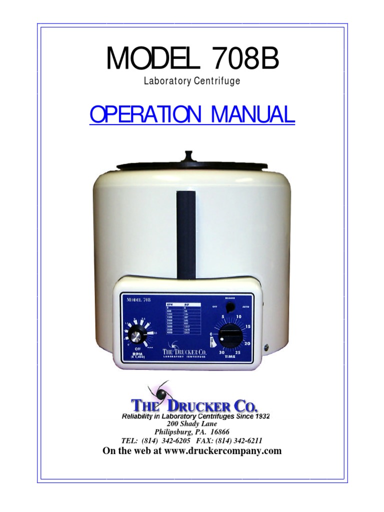 Operation Manual: Model 708B | PDF | Electric Motor | Centrifuge
