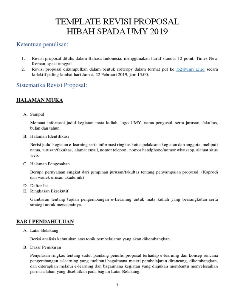 Template Revisi Proposal Hibah Spada Batch 4 | PDF