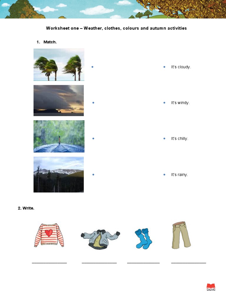 Worksheet One - Weather, Clothes, Colours and Autumn Activities | PDF ...