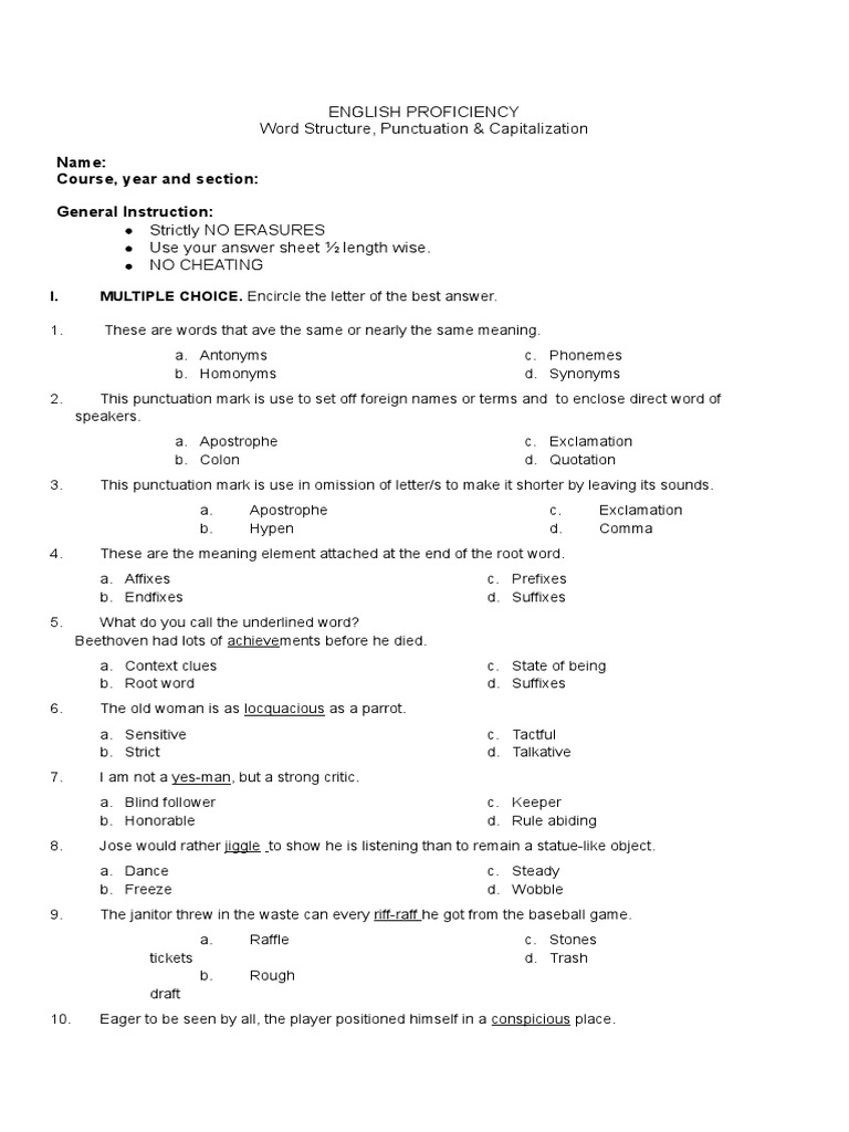 Capital, Punctuation, Affixes QUIZ | PDF | Punctuation | Semiotics