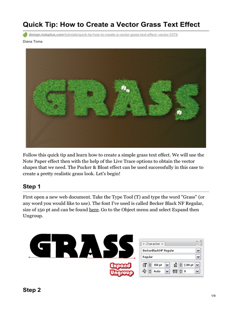 Quick Tip How To Create A Vector Grass Text Effect Pdf Computing 4243