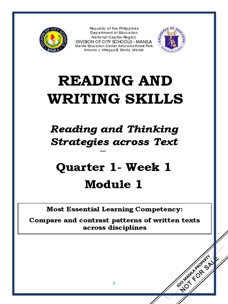 READING AND WRITING - Q1 - W1 - Mod1 | PDF | Brainstorming | Reading ...