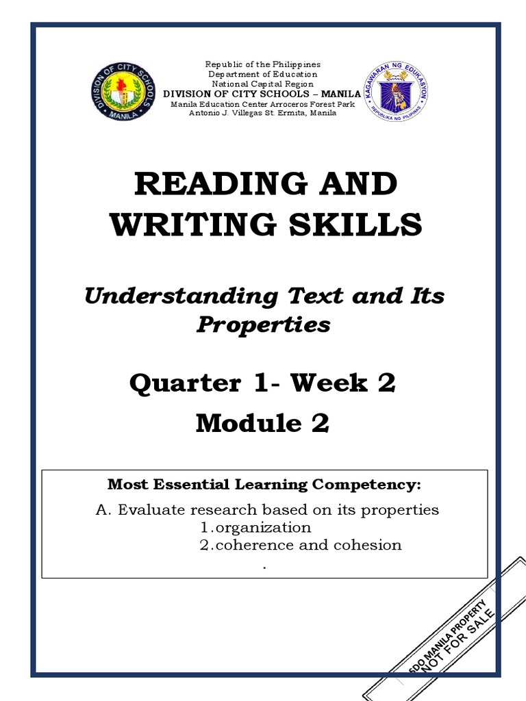 Grade 11 Reading & Writing Module 2 | PDF | Cognition | Cognitive Science