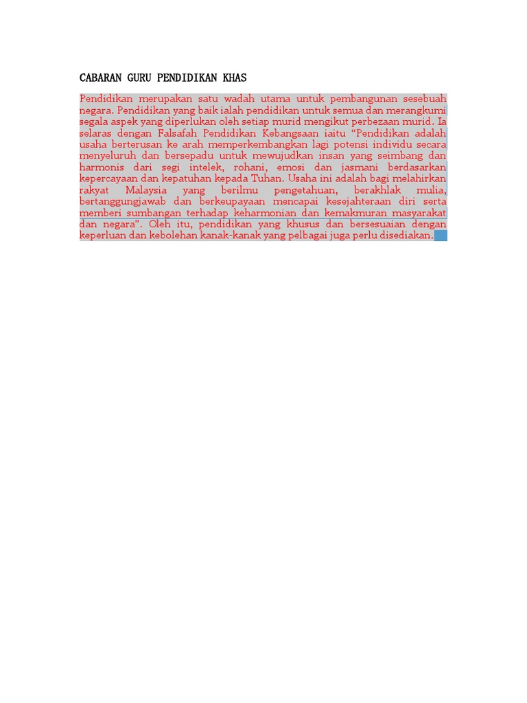 Cabaran Guru Pendidikan Khas | PDF