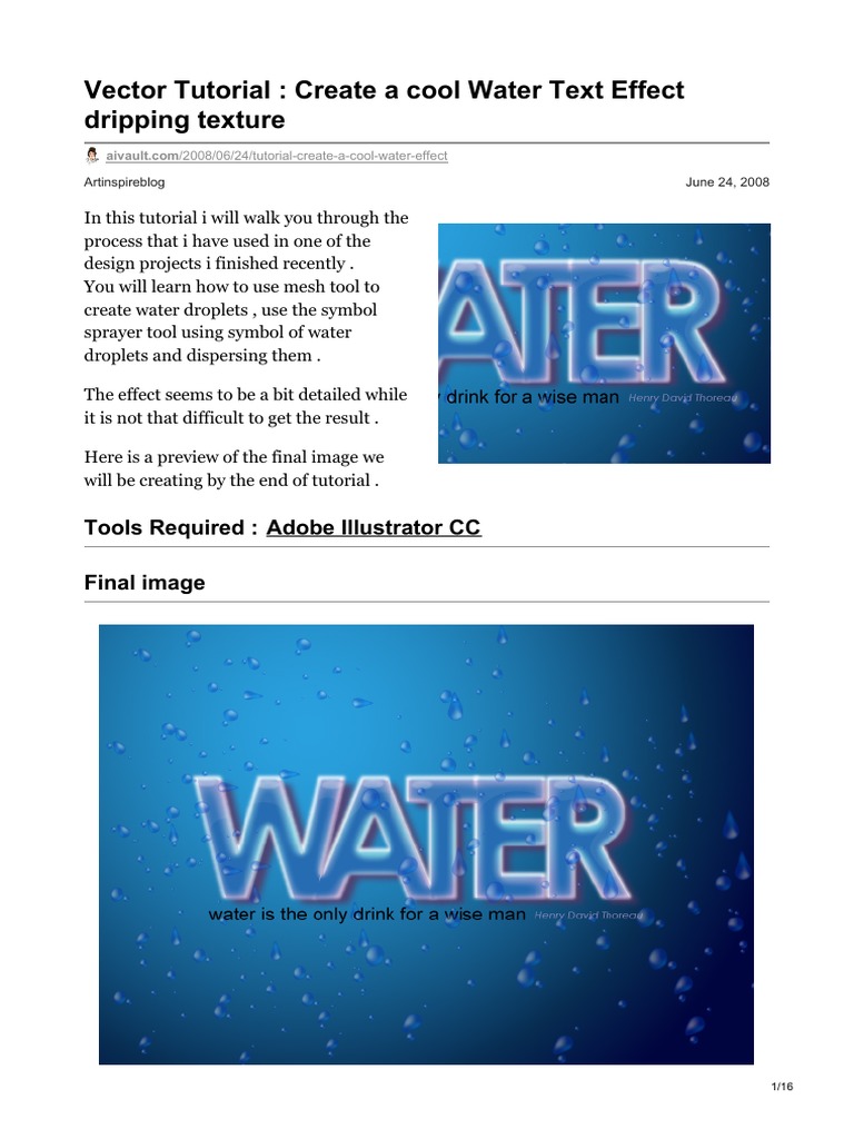 Vector Tutorial Create A Cool Water Text Effect Dripping Texture | PDF ...
