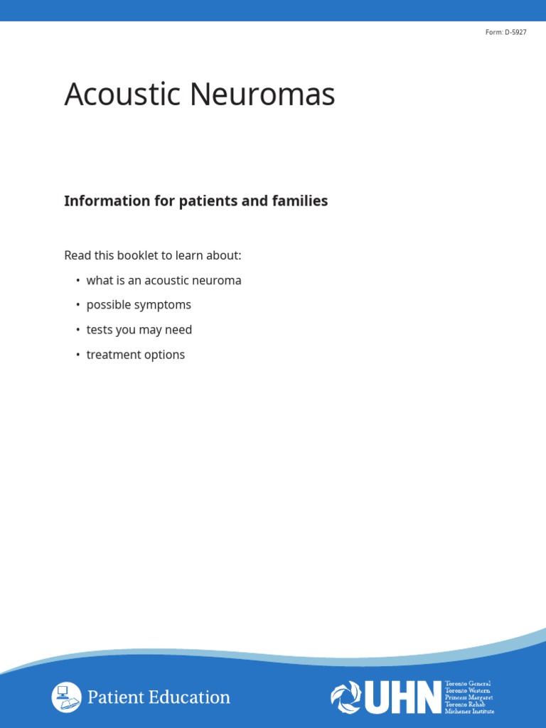 Acoustic Neuromas Information For Patients And Families Pdf