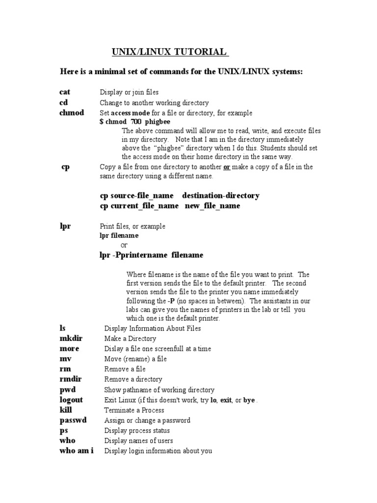 Unix/Linux Tutorial: $ Chmod 700 Phigbee | PDF | Filename | Computer File