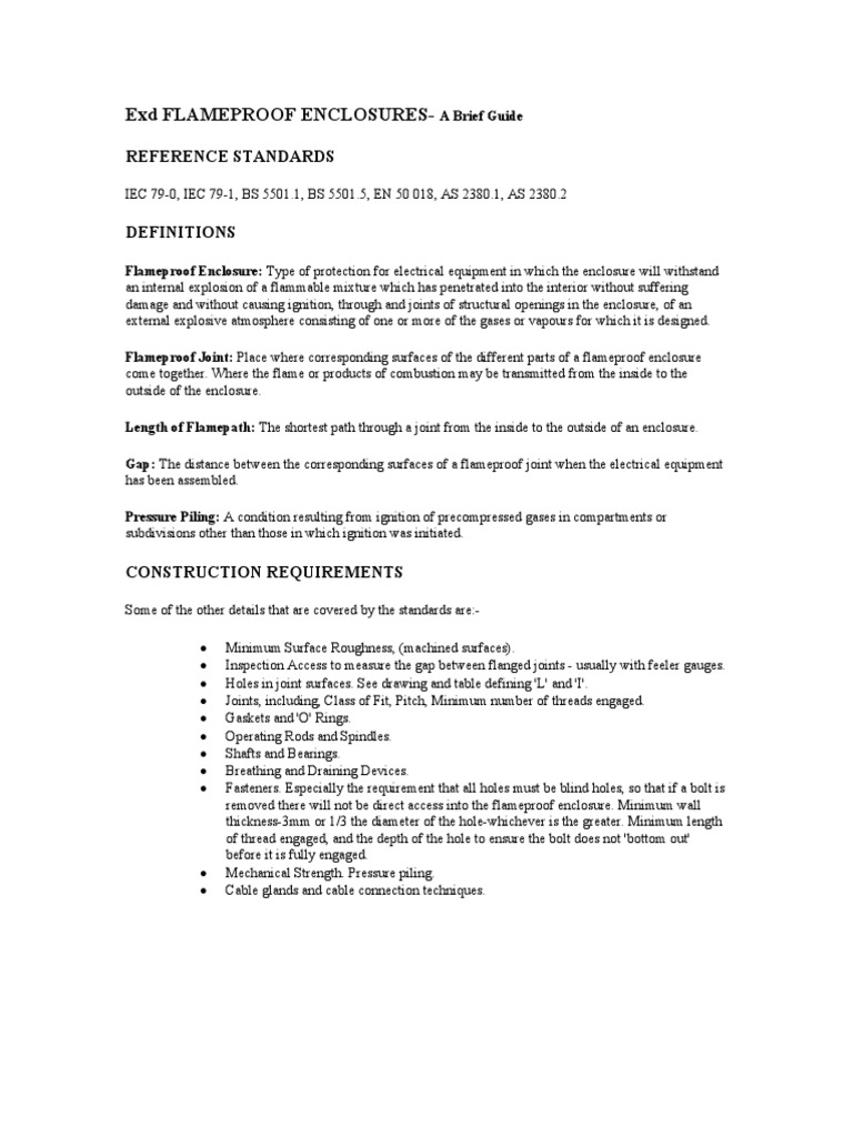 Flameproof Enclosures: Design & Standards | PDF | Mechanical ...
