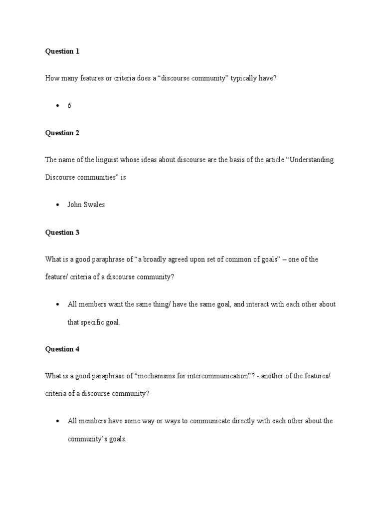 Discourse Community Quiz | PDF | Discourse | Genre