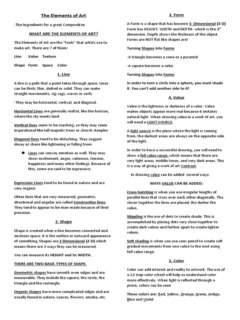 The Elements of Art: 3. Form | PDF | Composition (Visual Arts) | Symmetry