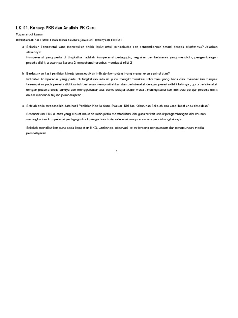 LK. 01 Konsep PKB & Analisis Hasil PKG | PDF | Karier & Perkembangan