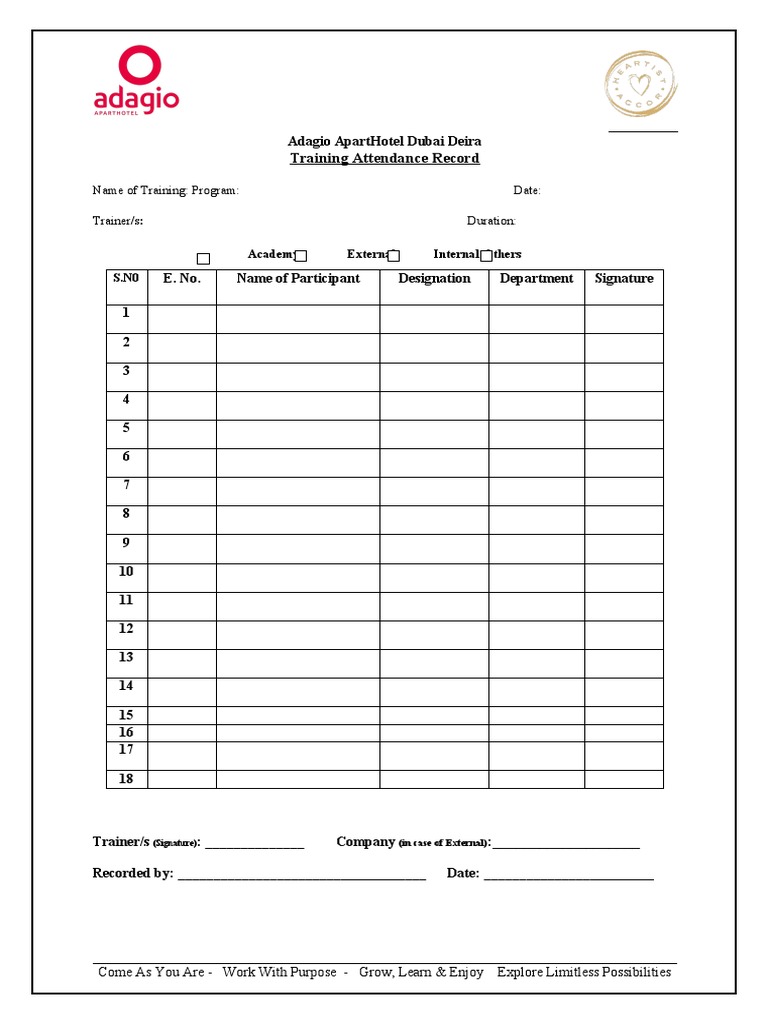 Training Attendance Sheet | PDF