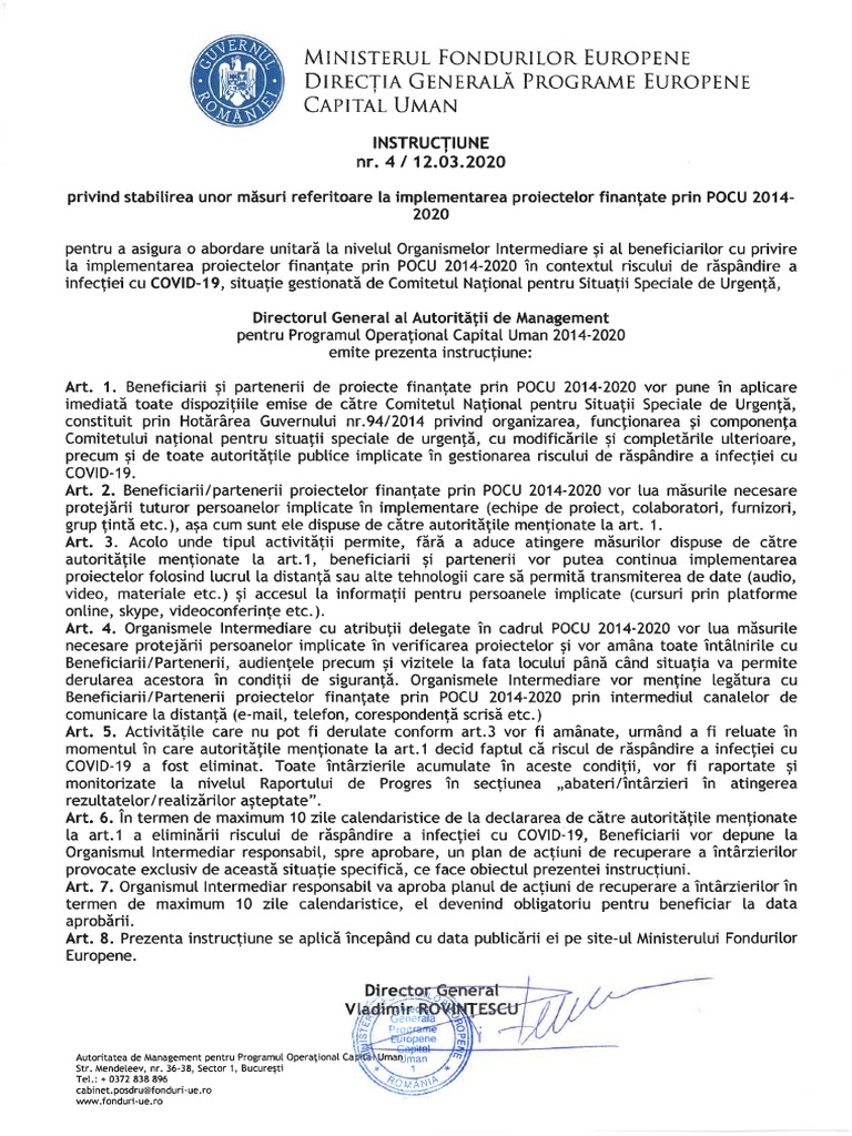 Instructiunea 4 POCU PDF | PDF