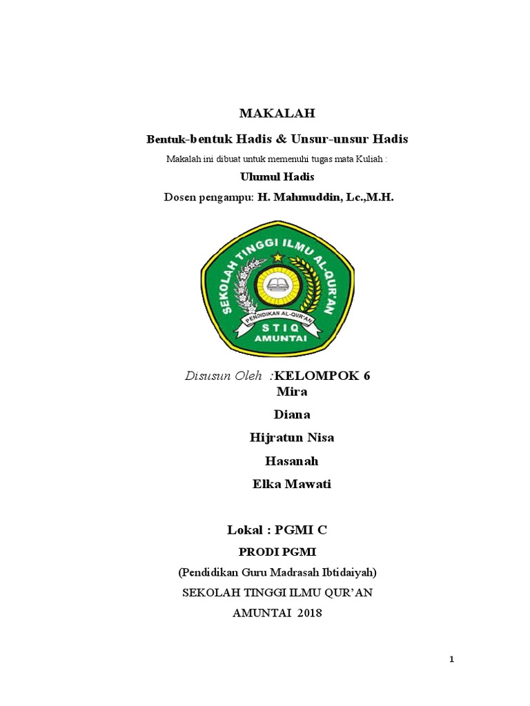 2 Bentuk Hadits (Qauli, Fi'li, Taqriri,) | PDF
