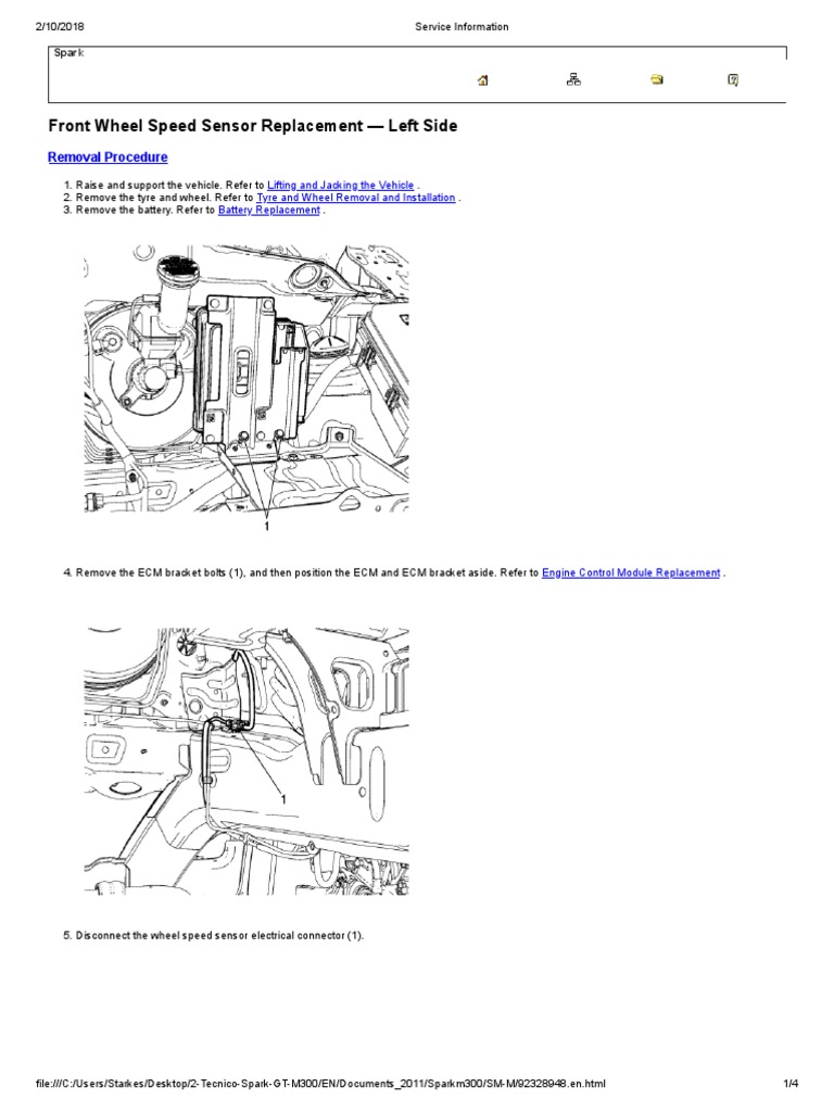 Front Wheel Speed Sensor Replacement - Left Side PDF | PDF | Land ...