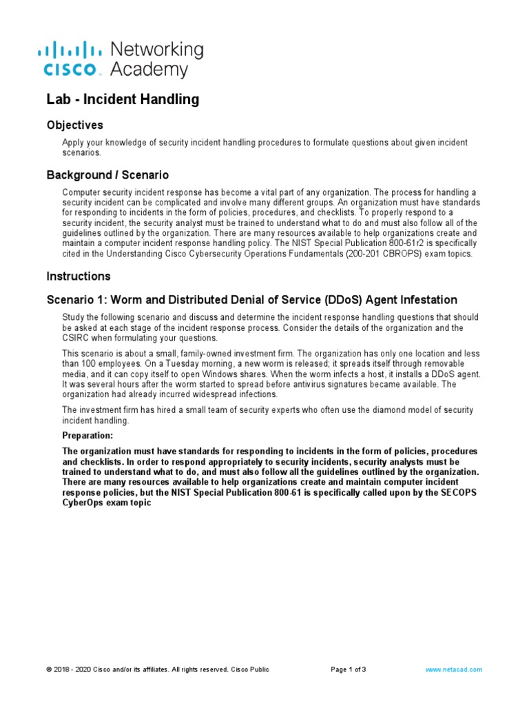Incident Handling Lab Scenarios | PDF | Incident Management | Computer ...
