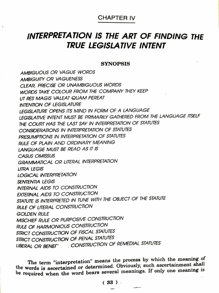 4 - Interpretation Is The Art of Finding The True Legislative Intent ...