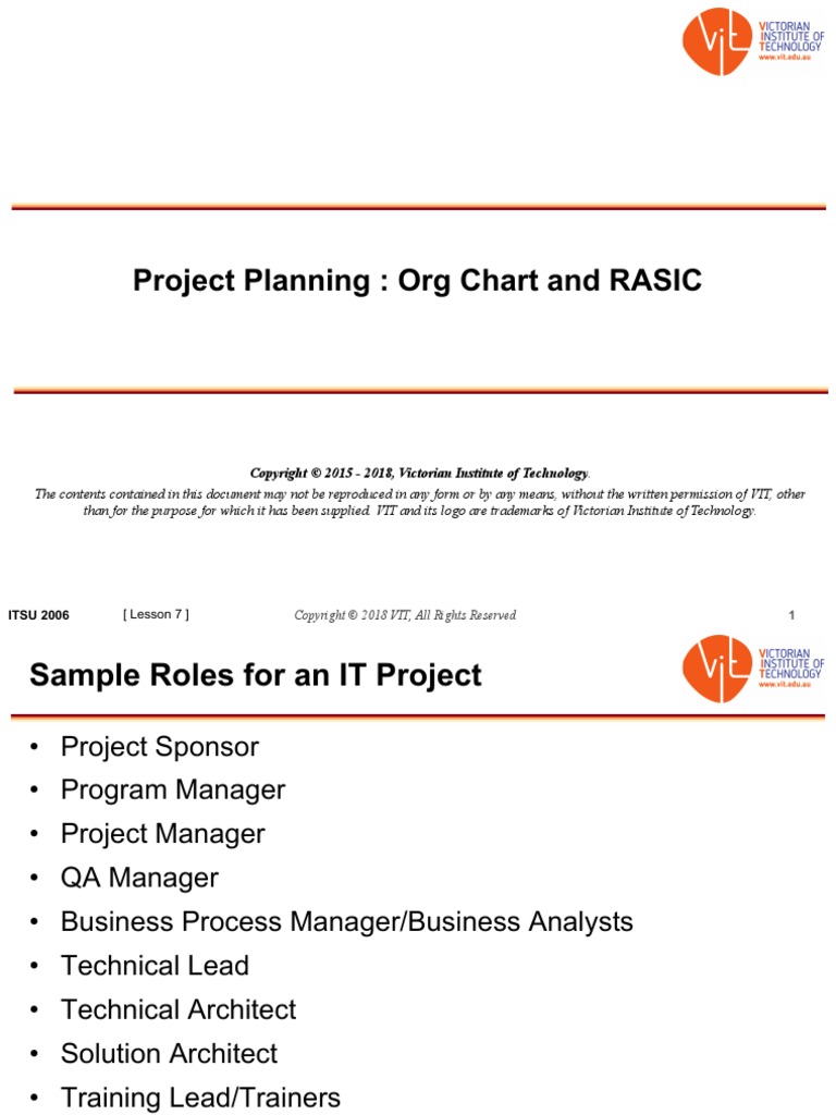 Project Planning: Org Chart and RASIC: (Lesson 7) | PDF | Copyright ...