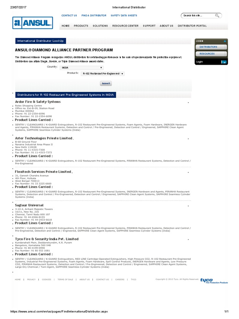 Ansul Web - Distributors | PDF | Safety | Fires