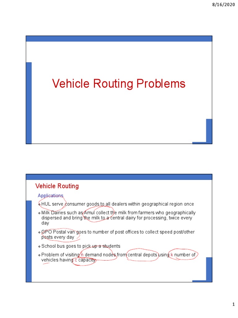 Vehicle Routing Problems - Handout | PDF | Distance | Matrix (Mathematics)