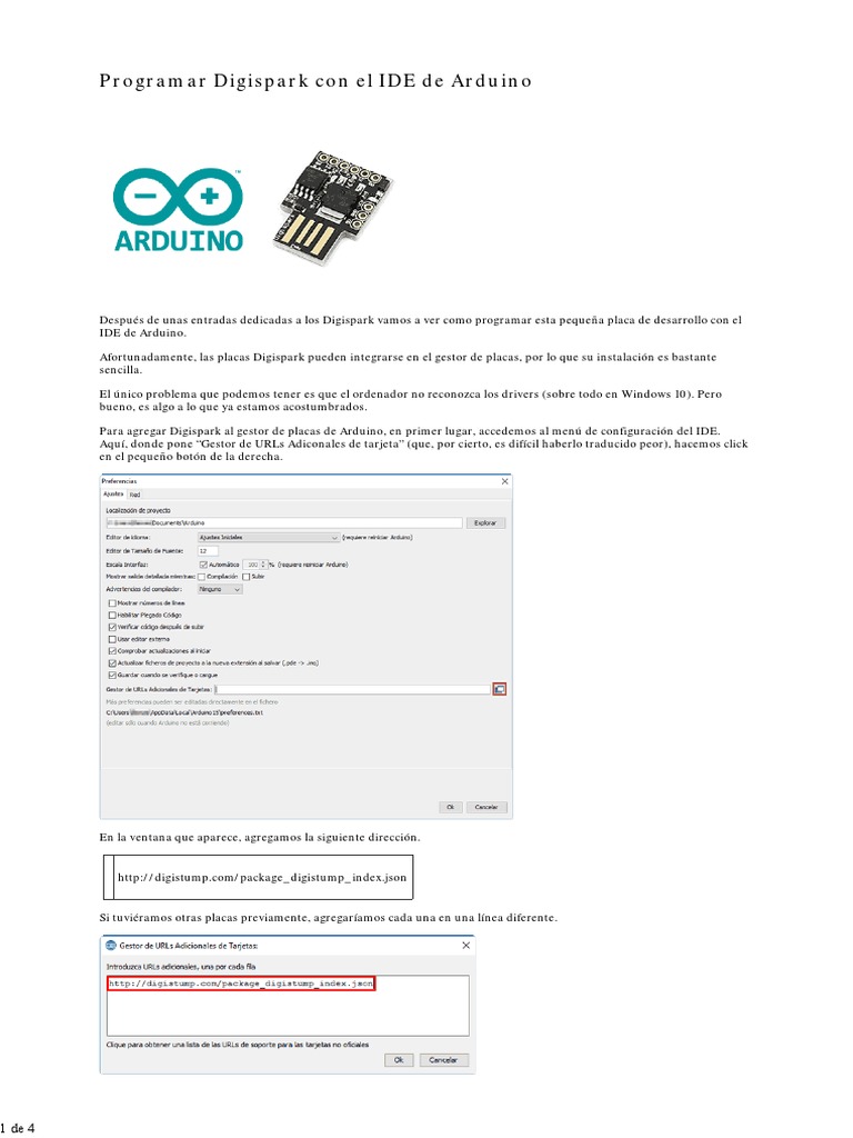 Programar Digispark Con El IDE de Arduino | PDF | Entorno de desarrollo integrado | Arduino