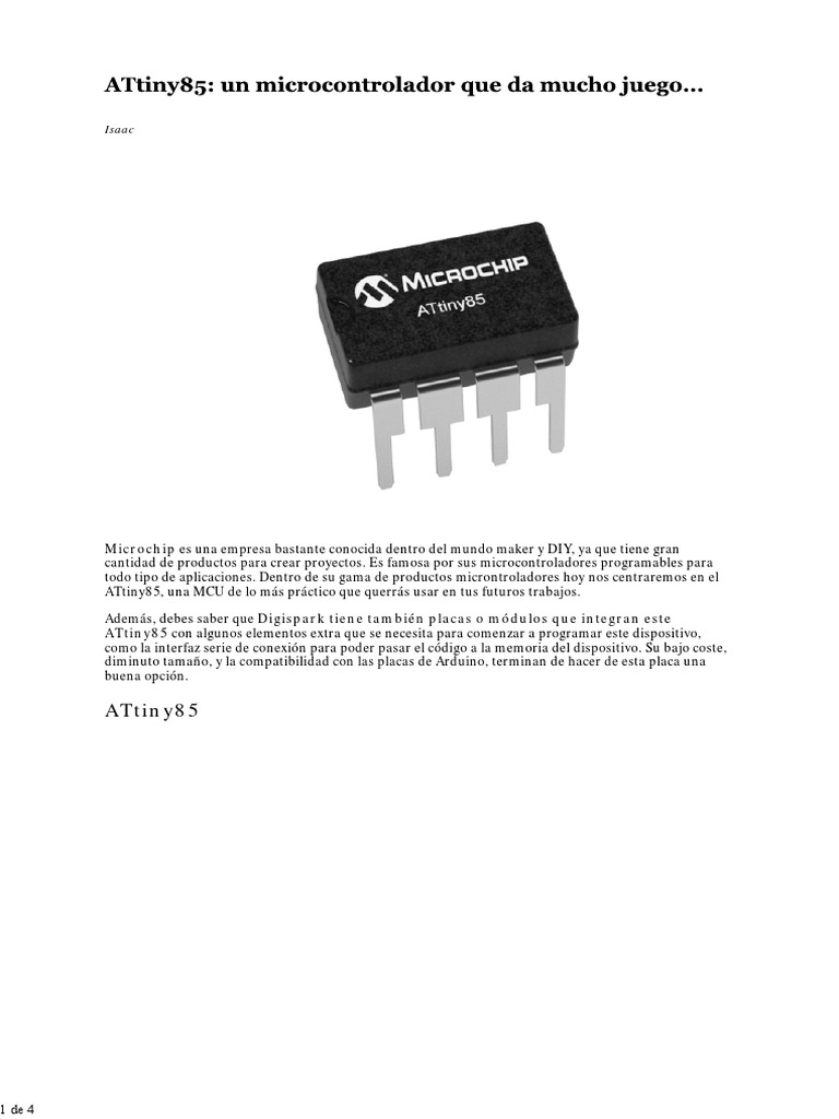 ATtiny85 Un Microcontrolador Que Da Mucho Juego | PDF | Arduino ...