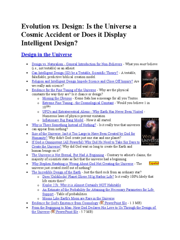 Evolution Vs Design | PDF | Abiogenesis | Life