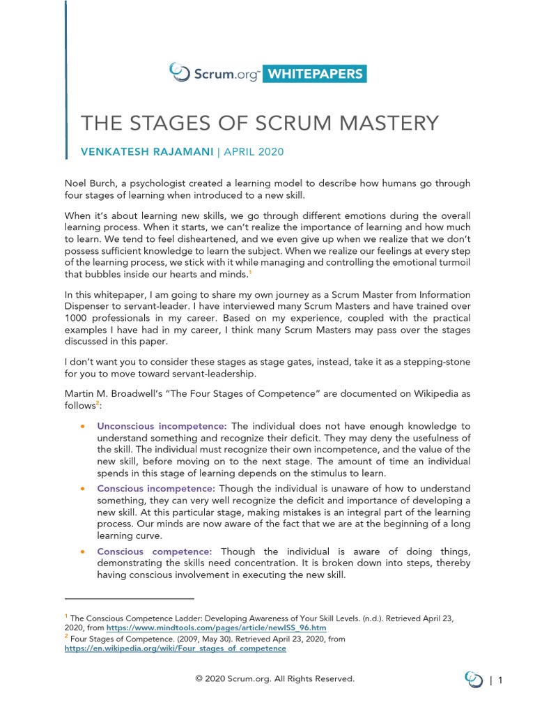 The Stages of Scrum Mastery | PDF | Scrum (Software Development) | Servant Leadership