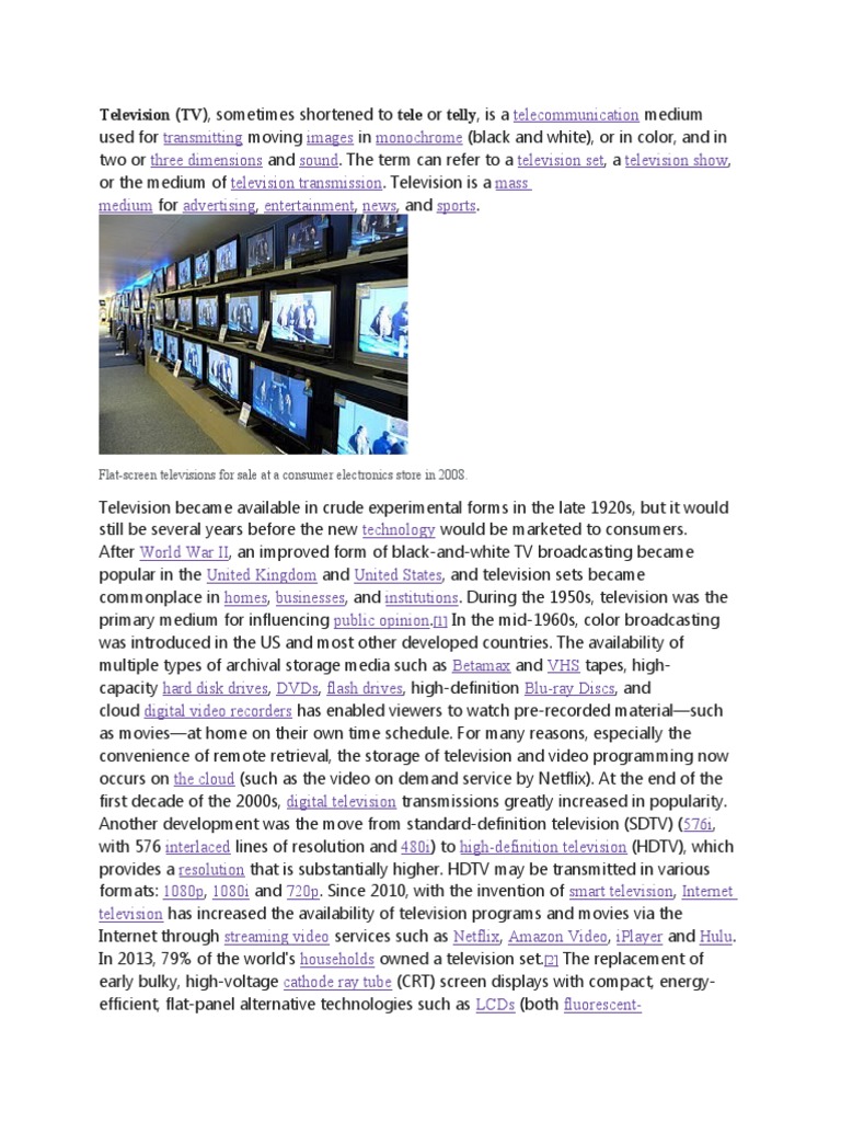 Television: Flat-Screen Televisions For Sale at A Consumer Electronics ...