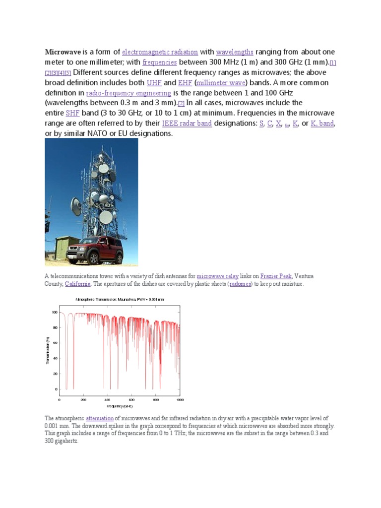 Electromagnetic Radiation Wavelengths Frequencies UHF EHF Millimeter ...