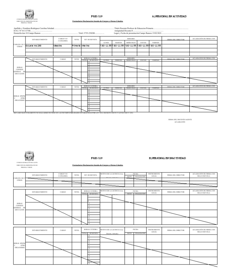 Instrucciones para Formulario RH 119 | PDF | Aprendizaje | Modificación de comportamiento