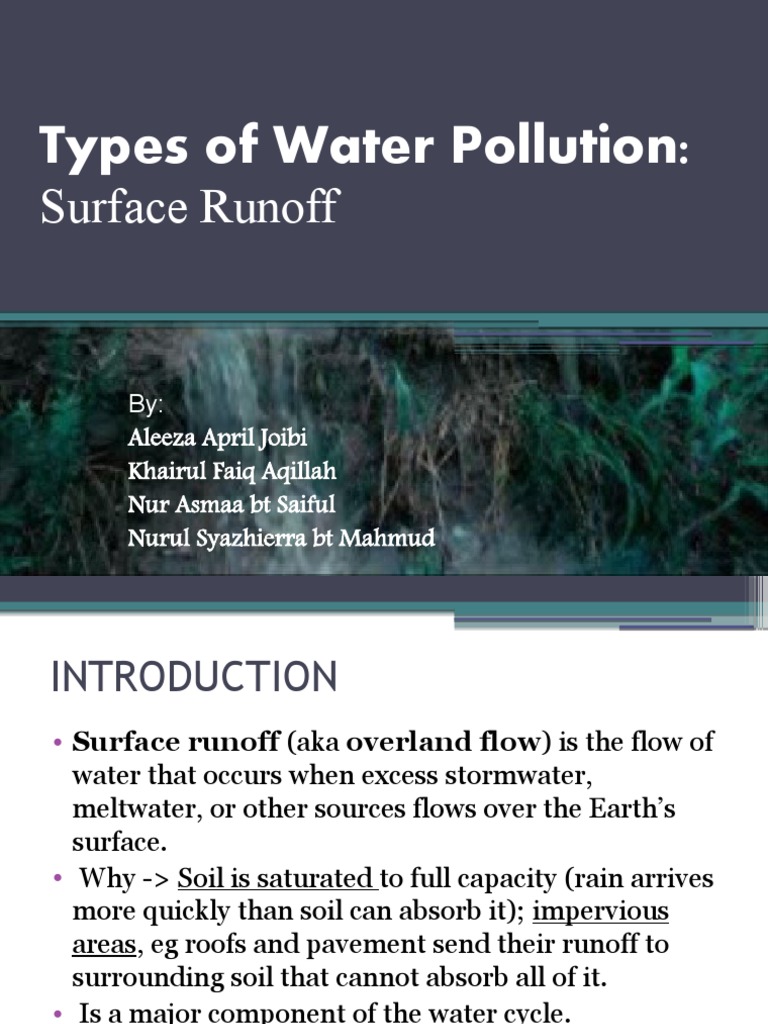 Types of Water Pollution | PDF | Surface Runoff | Erosion