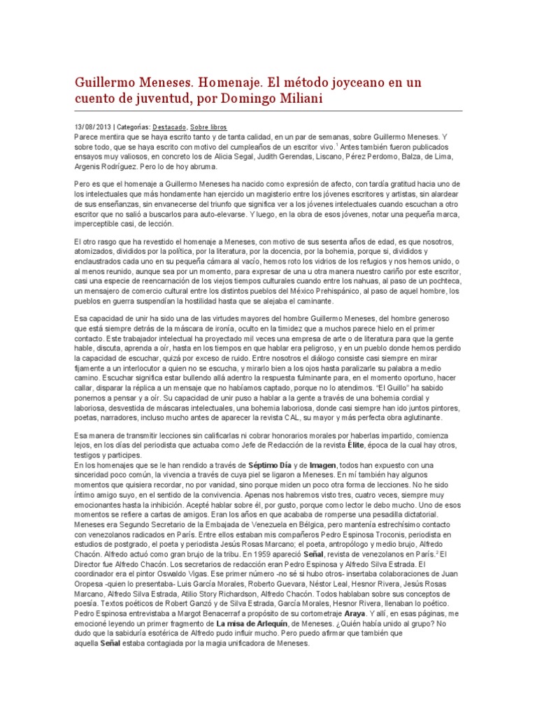 Guillermo Meneses | PDF | James Joyce | Cuentos