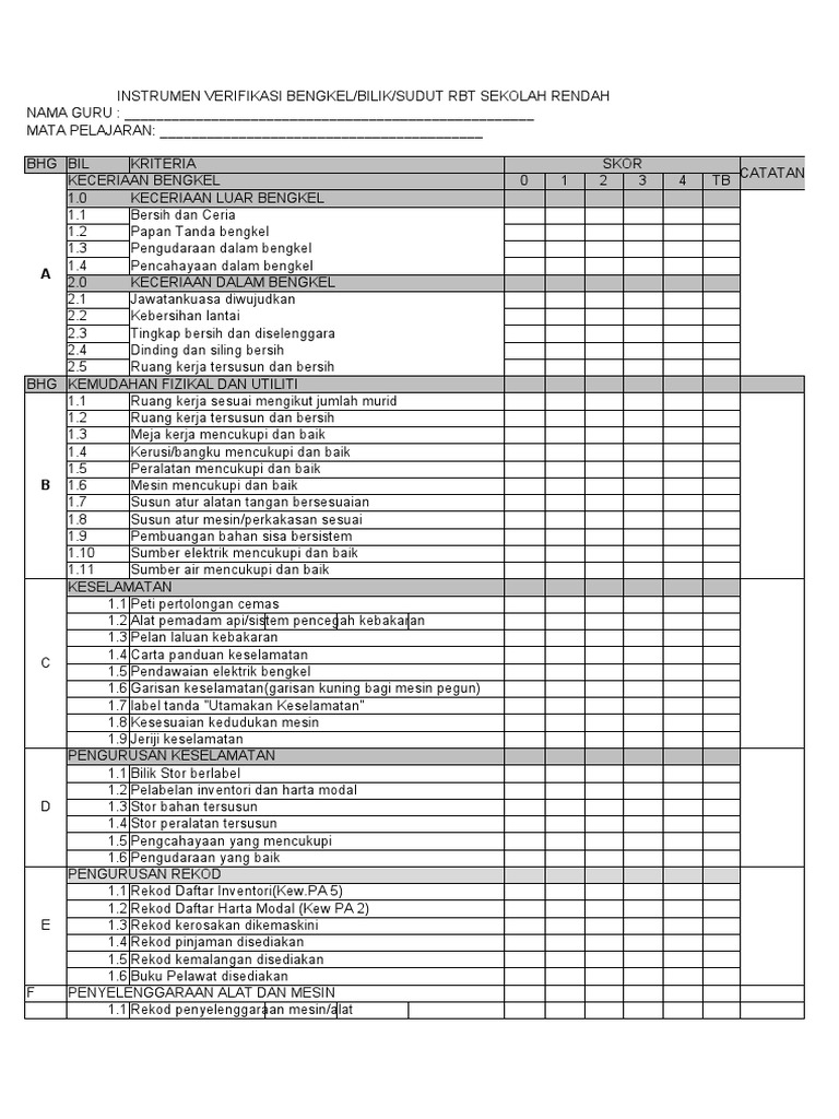 Instrumen Bilik RBT | PDF | Teknologi & Rekayasa