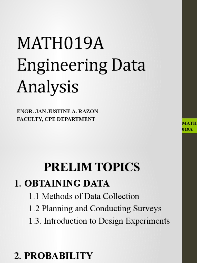 MATH019A Engineering Data Analysis | PDF | Survey Methodology ...