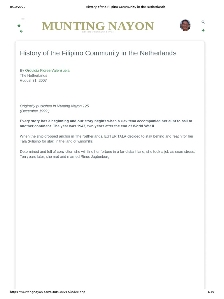 History of The Filipino Community in The Netherlands | PDF ...