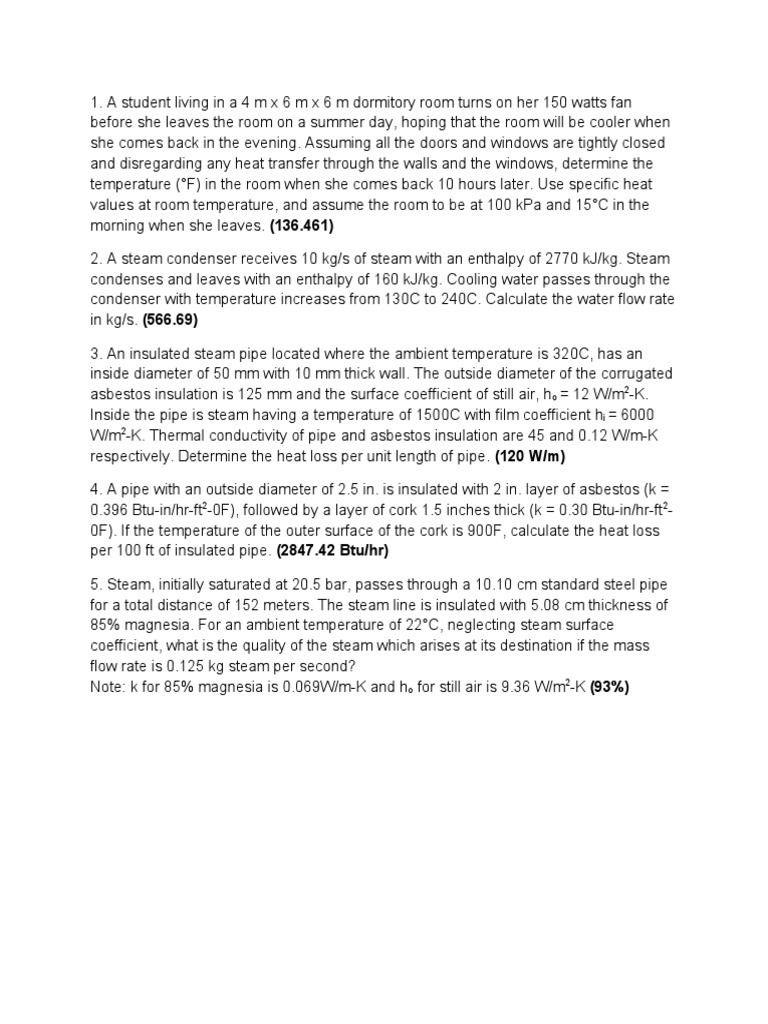 Heat Transfer Conduction and Convection Through Pipe | PDF
