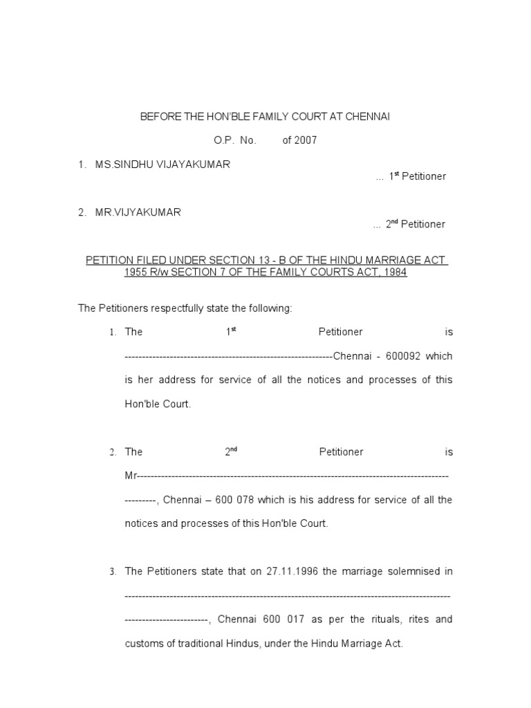 Mutual consent Divorce petition | Marriage | Virtue