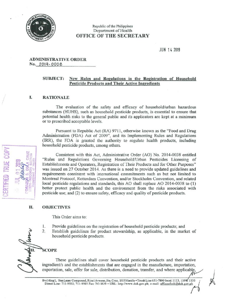 FDA Administrative Order No. 2019-0008 | PDF