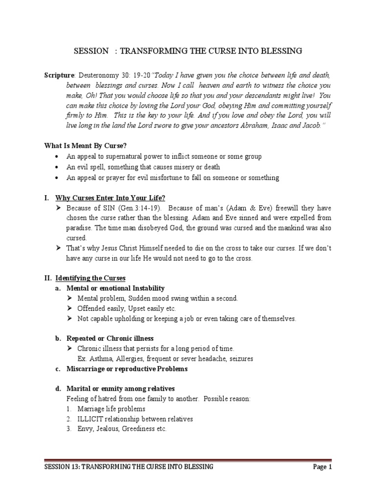 Transforming The Curse Into Blessing Pdf Book Of Genesis