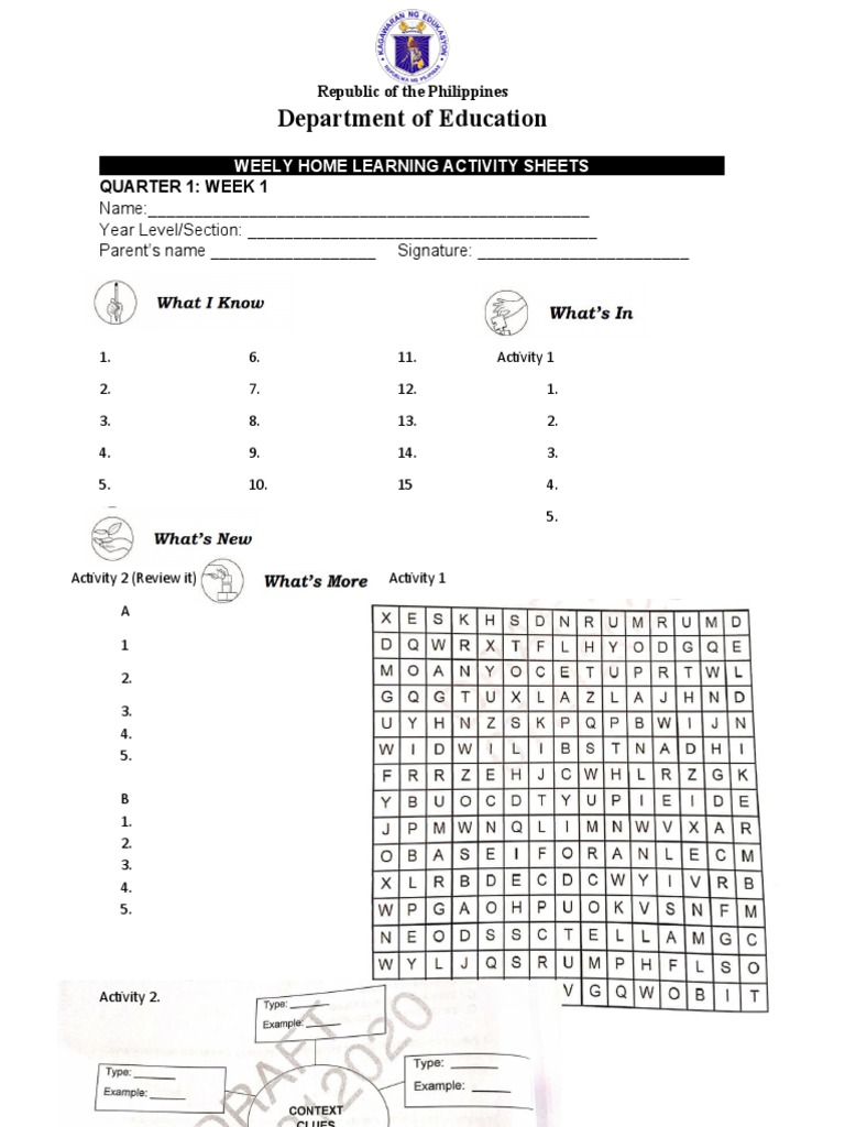 Weekly Home Learning Activity Sheets | PDF