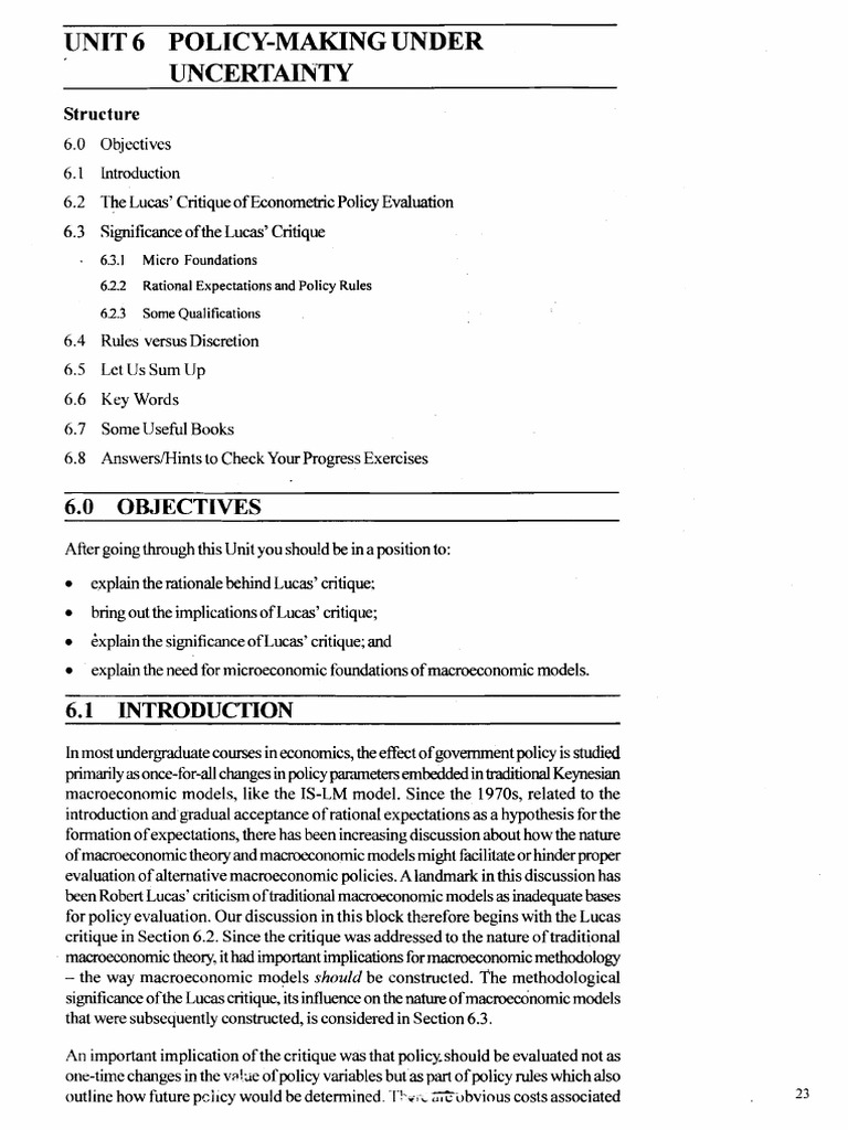 The Lucas Critique: Rational Expectations and the Need for ...