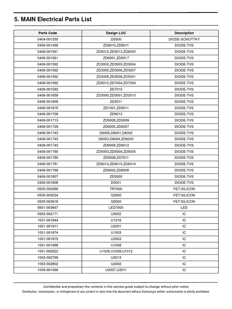 Electrical Part List PDF | PDF