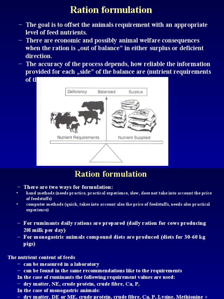 Ration Formulation | PDF | Nutrients | Cattle